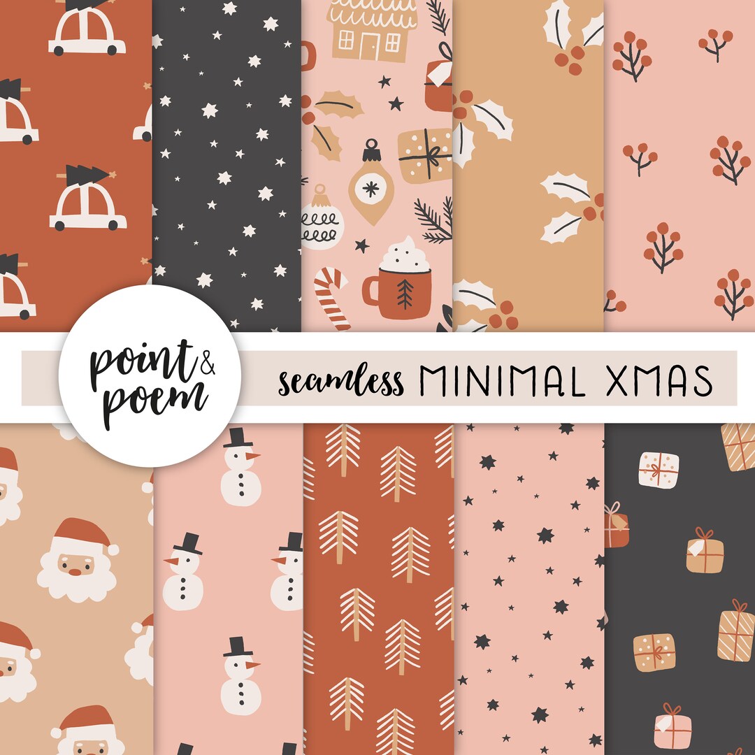 Christmas Digital Paper, Minimal Neutral Scandi Christmas Digital ...