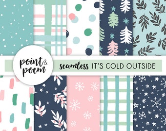 Christmas Digital Paper Pink Blue Navy Mint Scandi (Instant Download ...