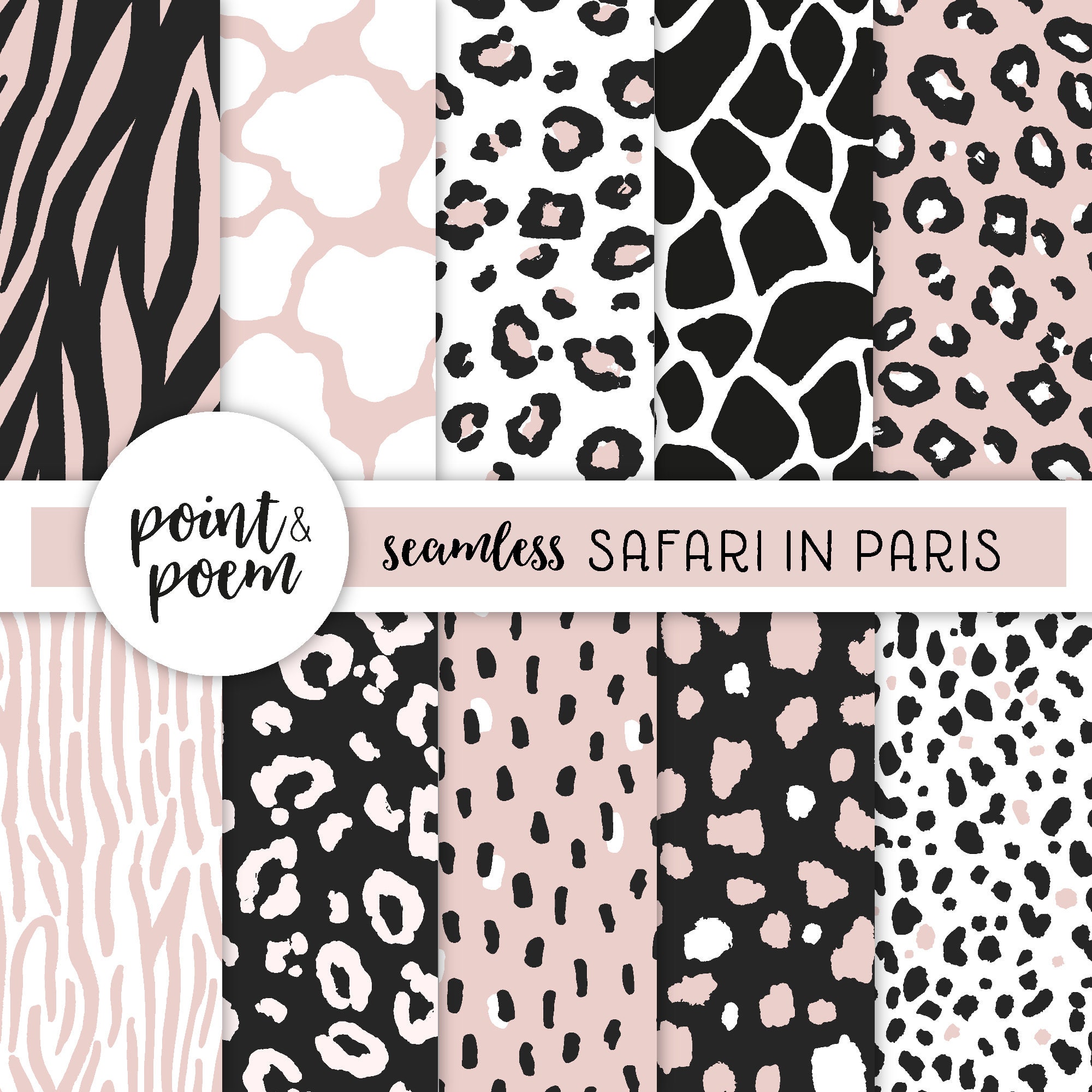 Animal Prints Seamless Digital Papers Pink & Black Safari - Etsy