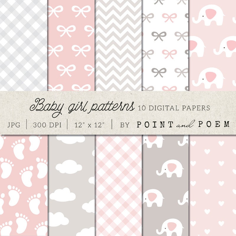 Craft Supplies & Tools Light Pink Digital Paper Baby Girl Scrapbook ...