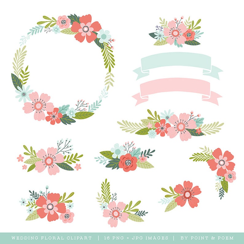 Wedding Floral Clipart Flower Posies Clip Art Flower - Etsy UK