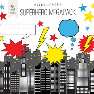 Superhero Clipart Commercial Use Clip Art Megapack Text and | Etsy India