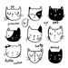Cat Clipart and Digital Paper Commercial Use Doodle Cat Faces Clip Art ...