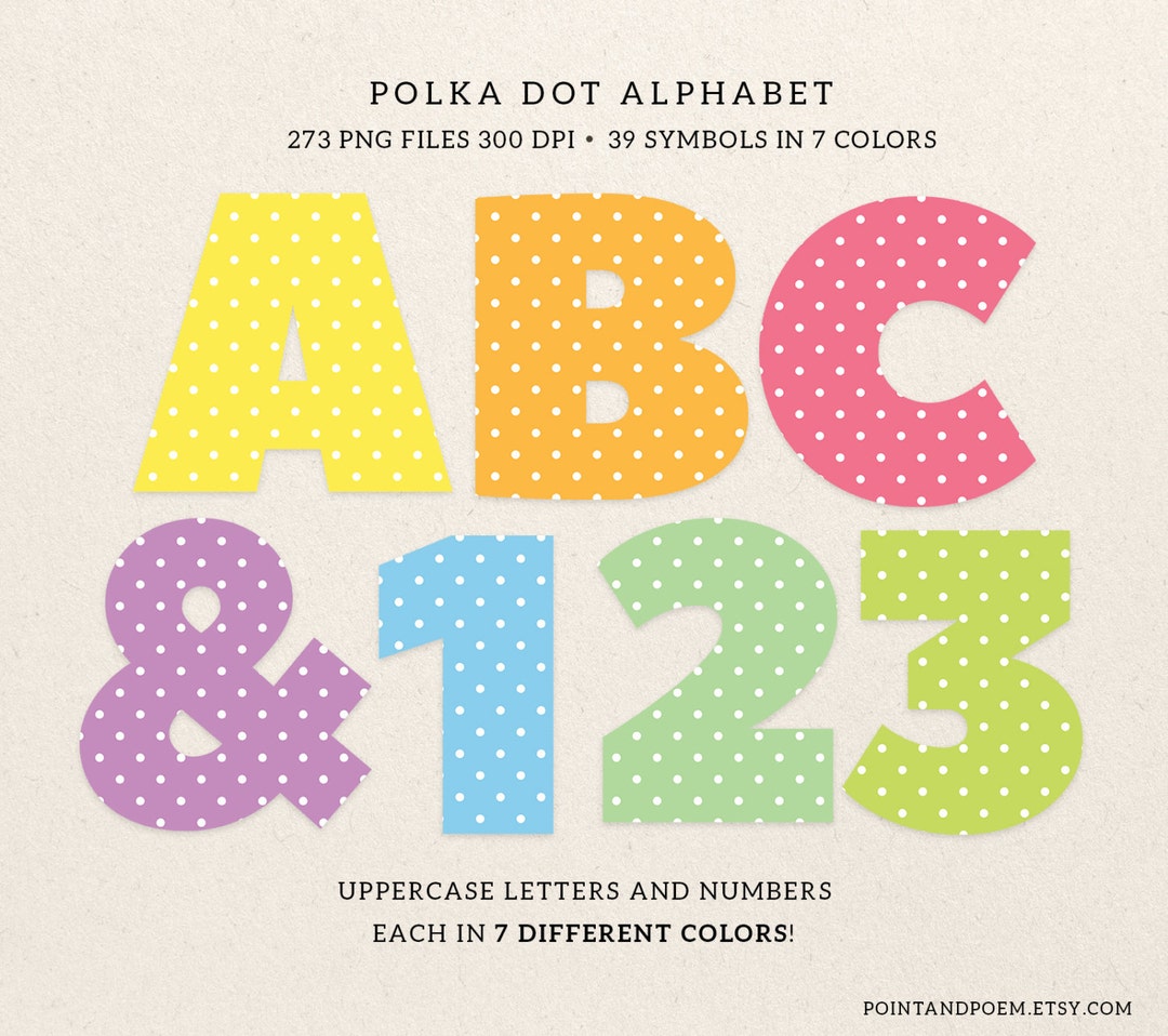 Alphabet Clip Art - Polka Dot, Rainbow, Letters Clipart, Digital ...