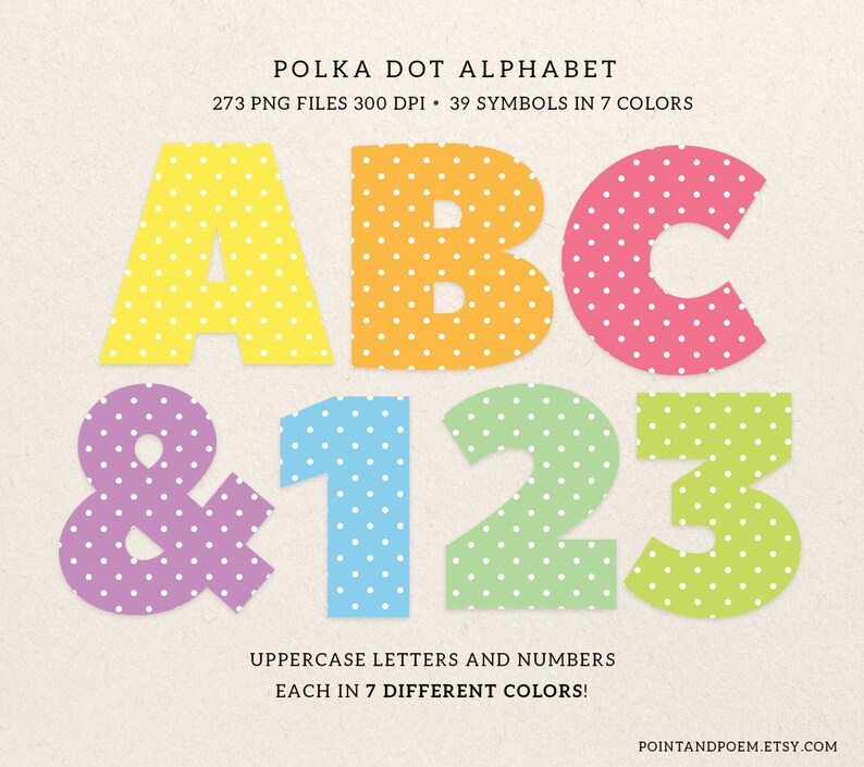 Alphabet Clip Art Polka Dot Rainbow Letters Clipart - Etsy