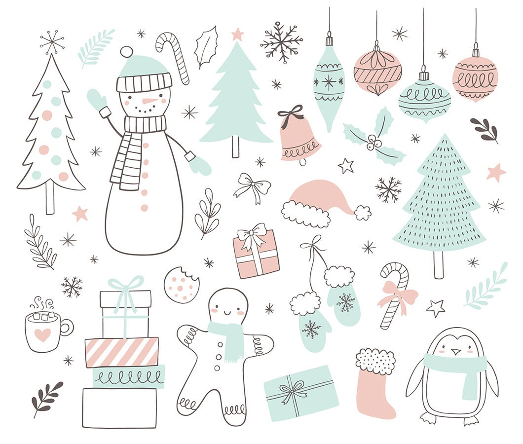 Winter clipart Snowflake art December clip art Festive clipart December ...