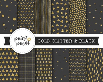 Black and Gold Digital Paper Black and Gold Glitter Textures - Etsy