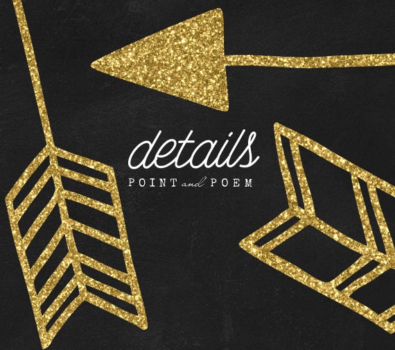 Hand Drawn Clipart Gold Arrows Clip Art Glitter Tribal | Etsy UK