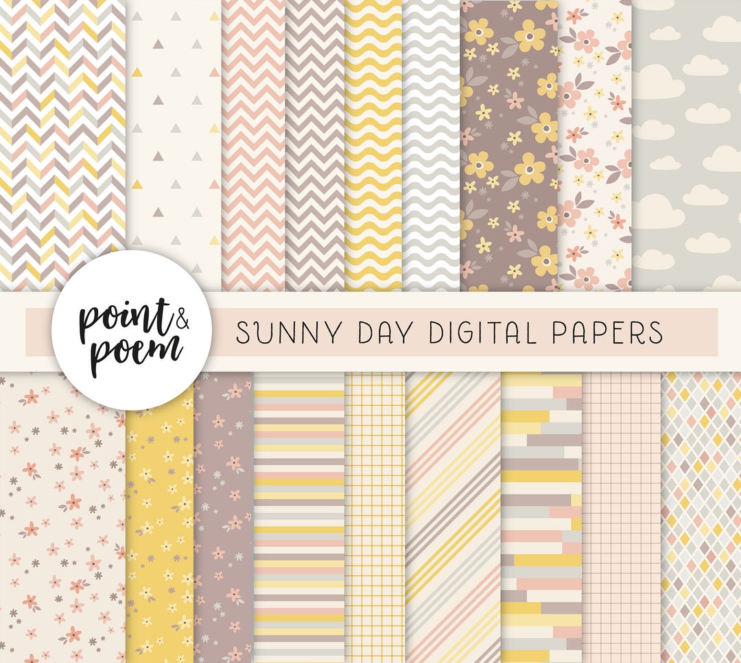 Doodle Digital Papers, Pink & Yellow Digital Paper Pack, Geometric and ...