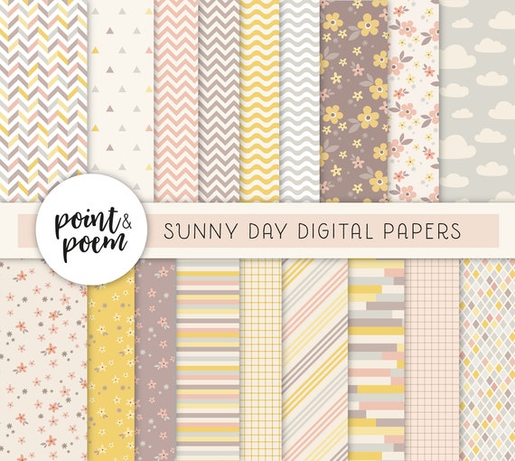 Doodle Digital Papers Pink & Yellow Digital Paper Pack | Etsy