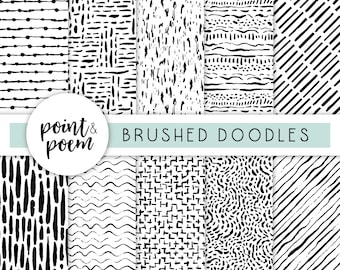 Digital Papers Black & White Digital Paper Pack Paint Brush | Etsy
