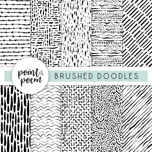 Digital Papers Black & White Digital Paper Pack Paint Brush - Etsy
