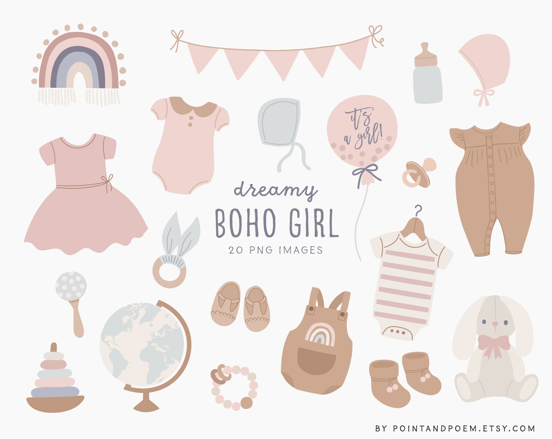 Boho Baby Girl Nursery Clipart Cute Girl Clothing Toys Dress - Etsy