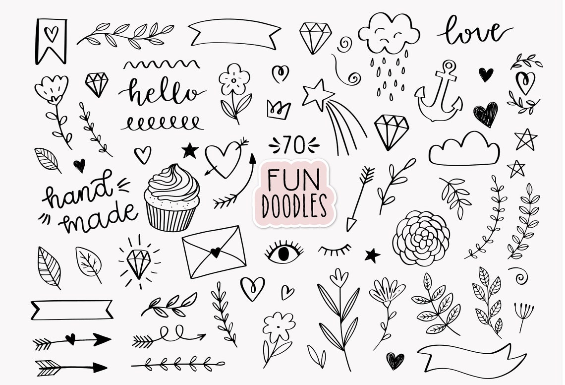 Doodles Hand Drawn Clip Art Commercial Use Bullet Journal - Etsy