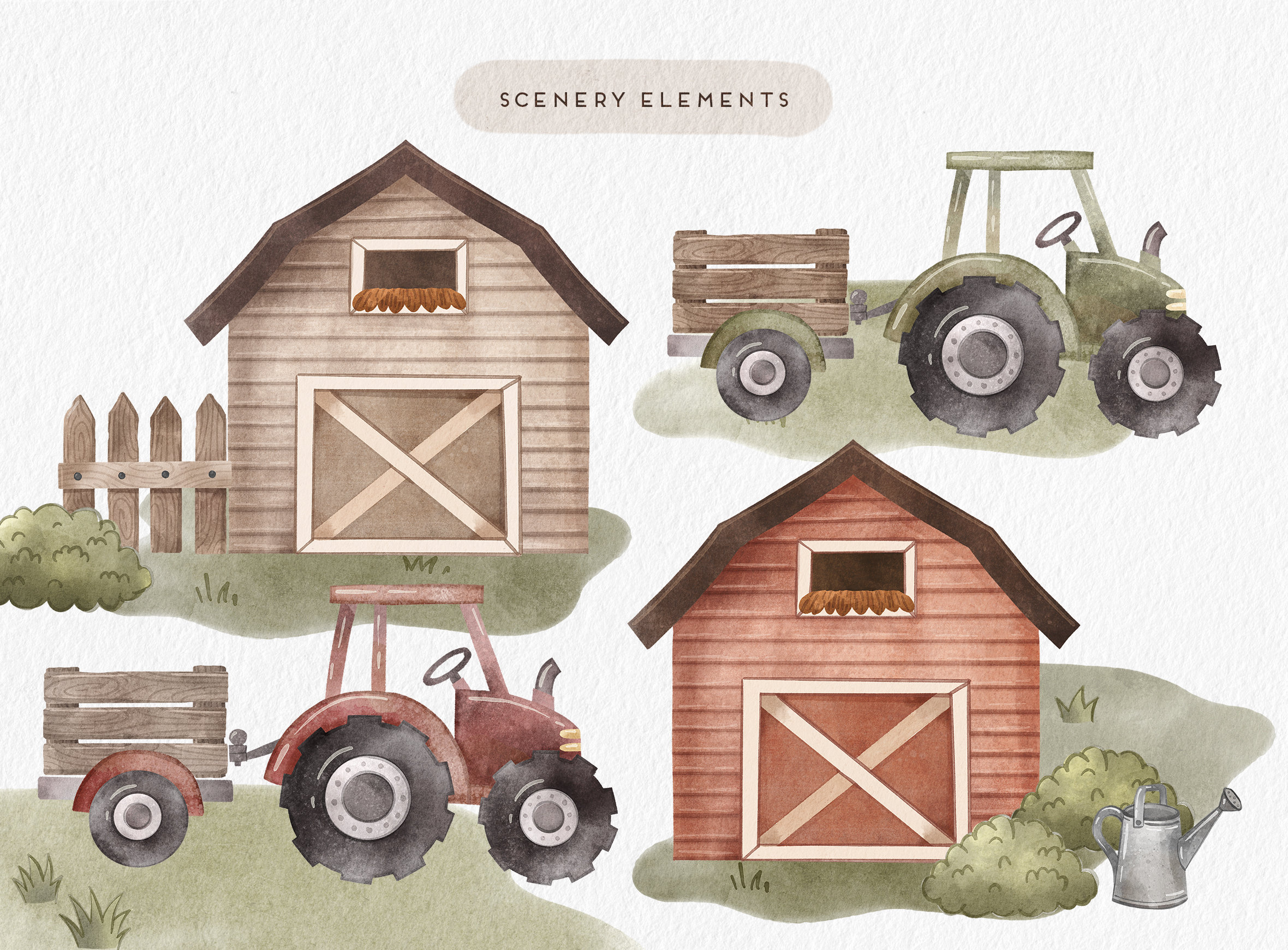 Farm Watercolor Clipart Cute Farm Animals Digital Clip Art - Etsy UK