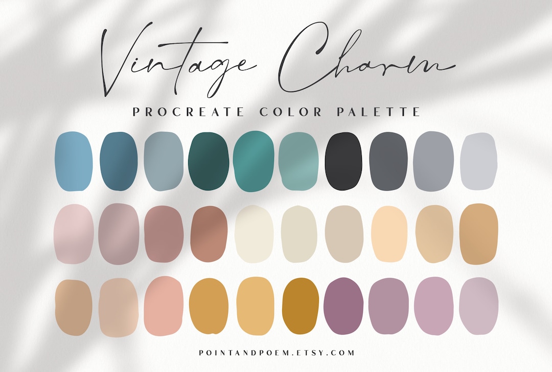 Procreate Color Palette | Color Swatches | Vintage Charm | Pastel Soft ...