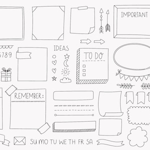 Back to School, Planner Stickers, Hand Drawn Design Elements, Frames ...