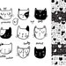 Cat Clipart and Digital Paper Commercial Use Doodle Cat Faces Clip Art ...