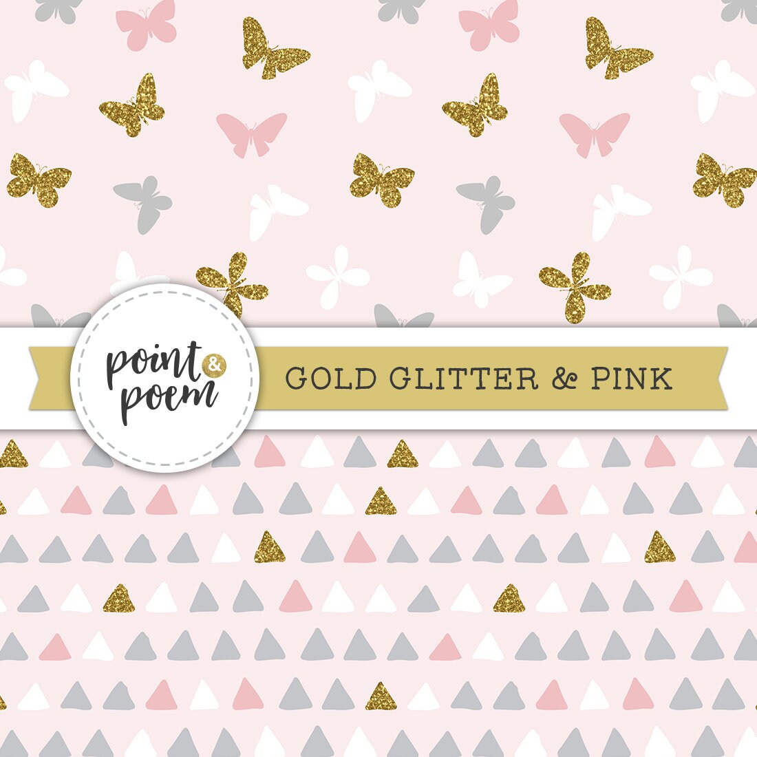 Gold Glitter Pink Digital Paper Scandi Doodle Glitter - Etsy
