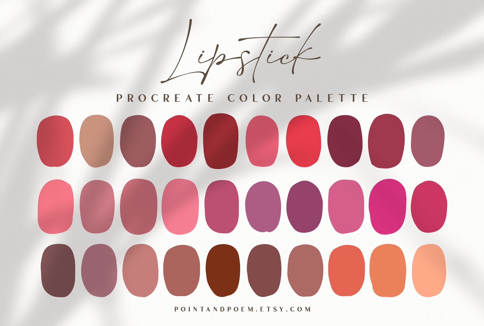 Procreate Color Palette Color Swatches Lipstick Portrait Warm Cool Pink ...