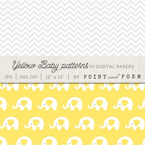 Yellow Baby Digital Paper, Girl Boy Neutral Patterns, Baby Shower ...