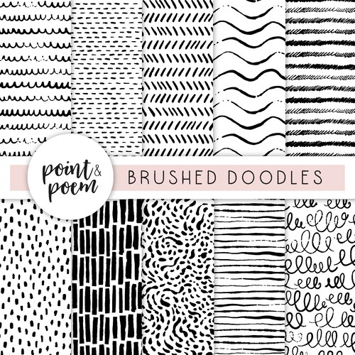 Black & White Digital Paper Pack Scandinavian Doodle - Etsy