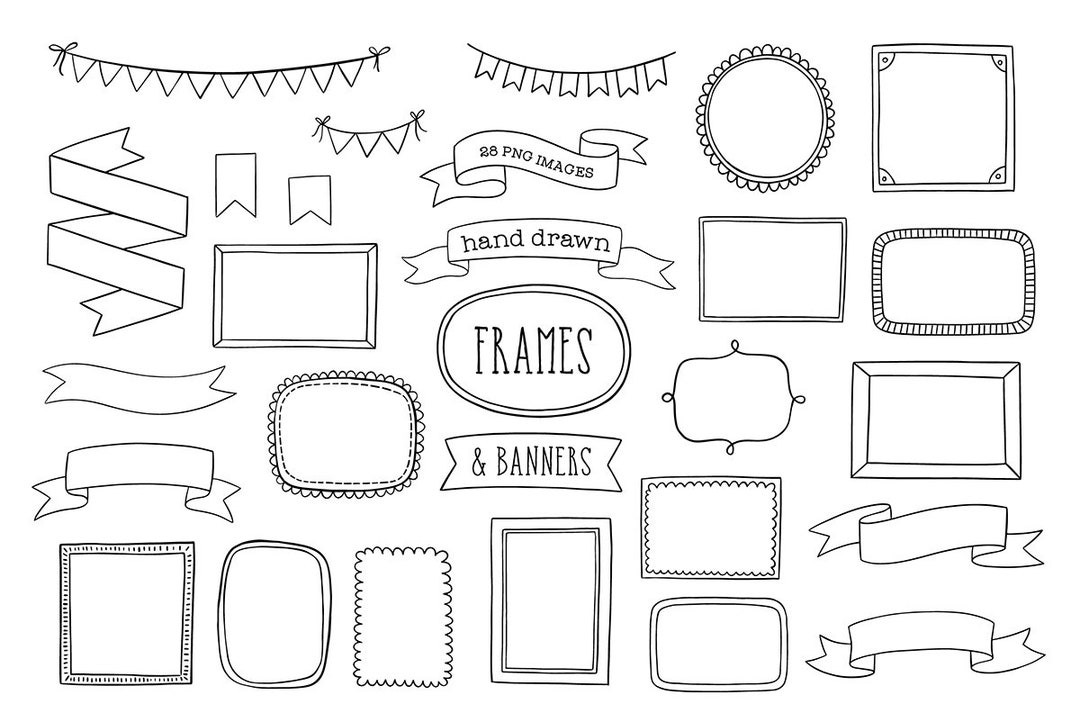 Hand Drawn Design Elements Commercial Use Clipart - Frames, Borders ...
