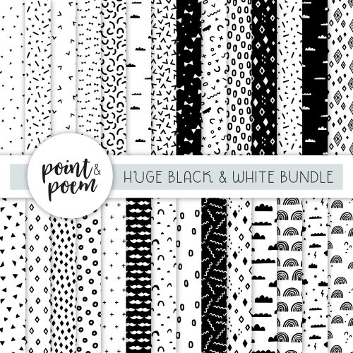 72 Black and White Digital Paper Pack. Patterns Scrapbooking - Etsy