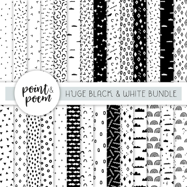 Black and White Digital Papers - Etsy