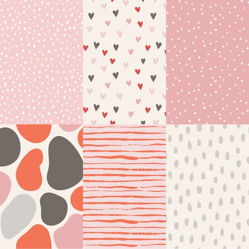 Boho Doodle Seamless Digital Papers, Valentine's Day Digital Paper Pack ...