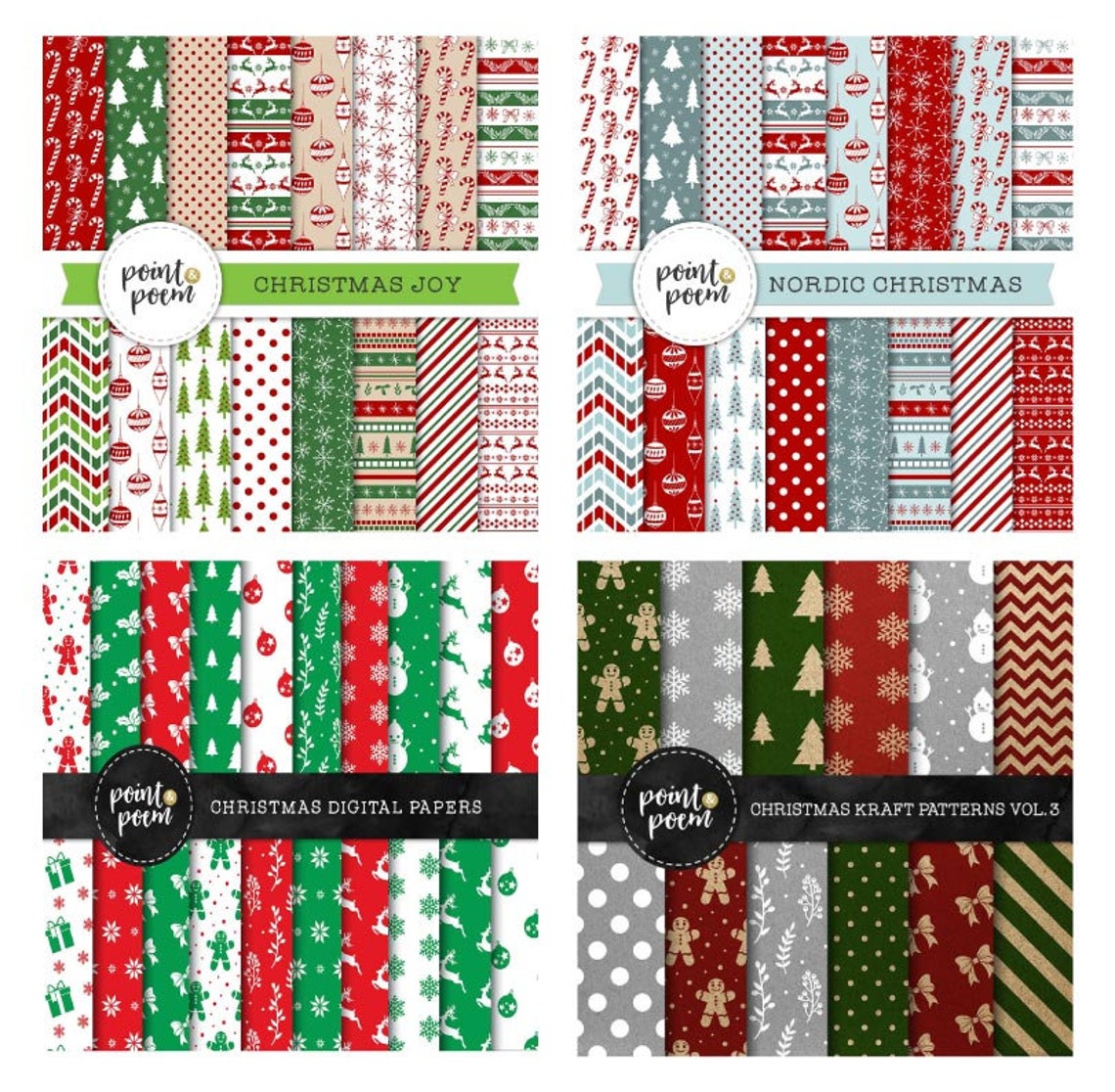 Christmas Digital Paper Bundle Over 300 Digital Papers | Etsy