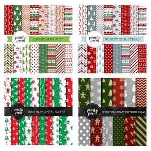 Christmas Digital Paper Bundle, Over 300 Digital Papers, Glitter ...