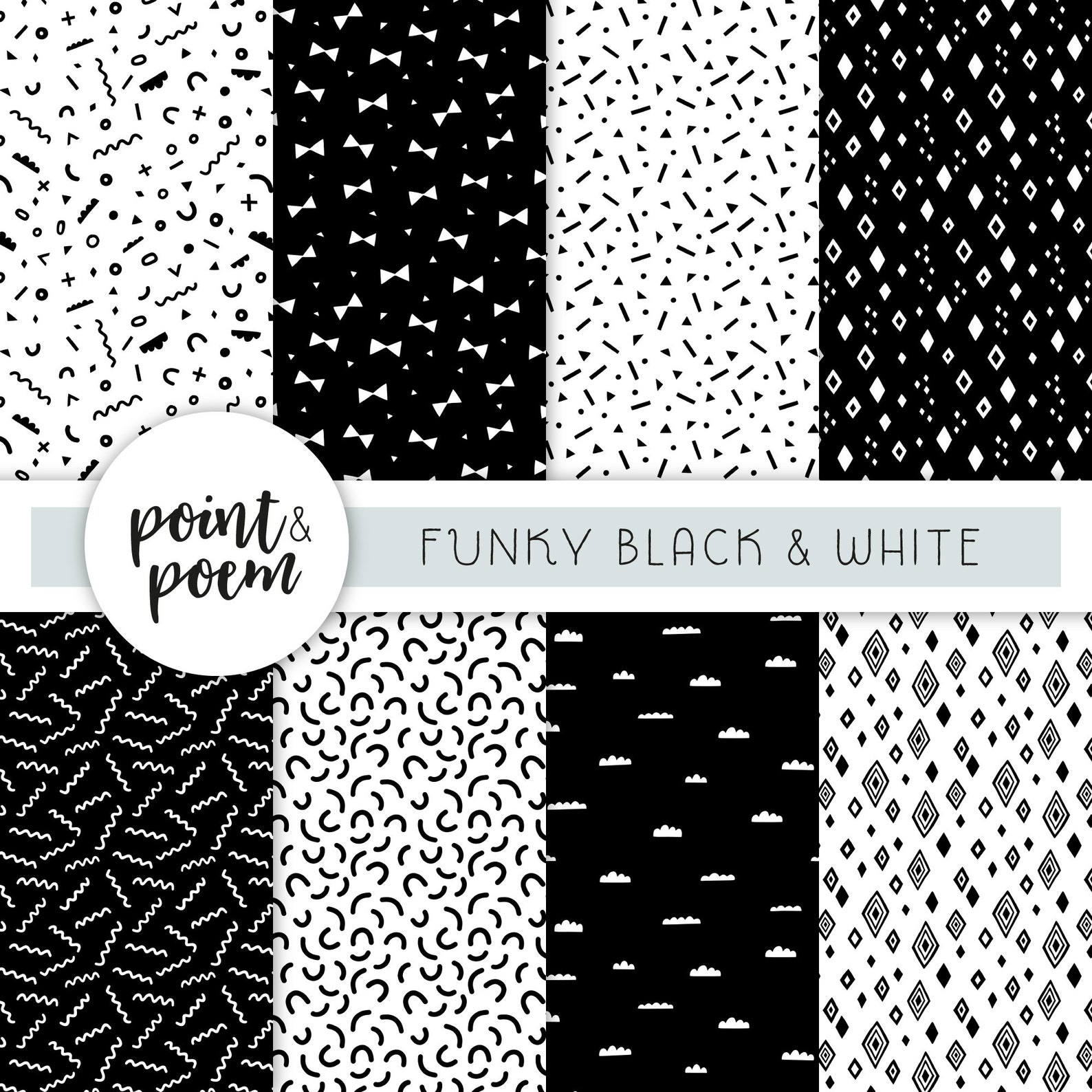 Digital Papers Black & White Digital Paper Pack Scandinavian | Etsy