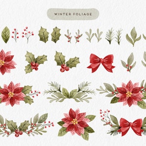 Cute Christmas Watercolor Clipart, Classic Christmas, Digital Planner ...