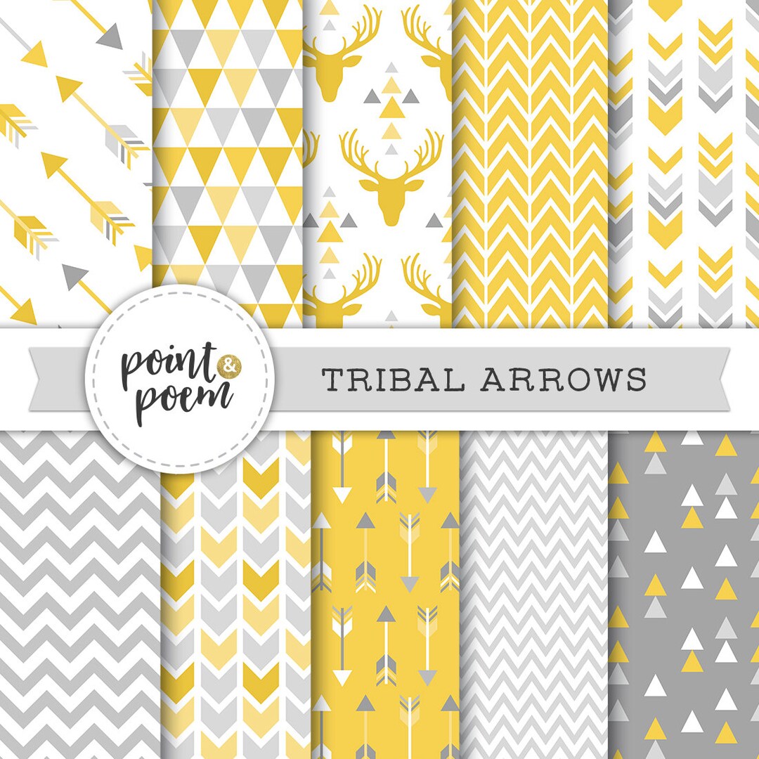 Tribal Digital Papers, Mustard, Yellow, Gray, Chevron, Hipster ...
