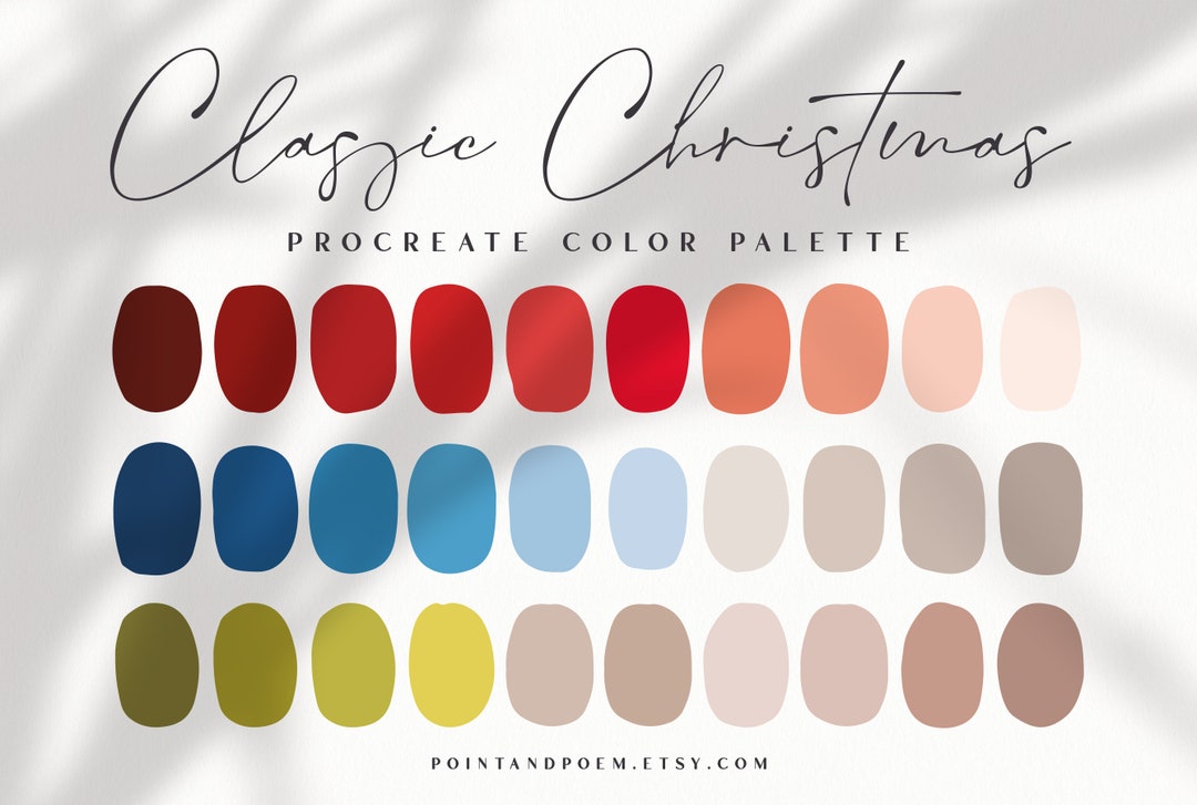 Procreate Color Palette | Color Swatches | Classic Christmas | Winter ...