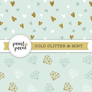 Gold Glitter Mint Digital Paper Scandi Doodle Glitter Patterns ...