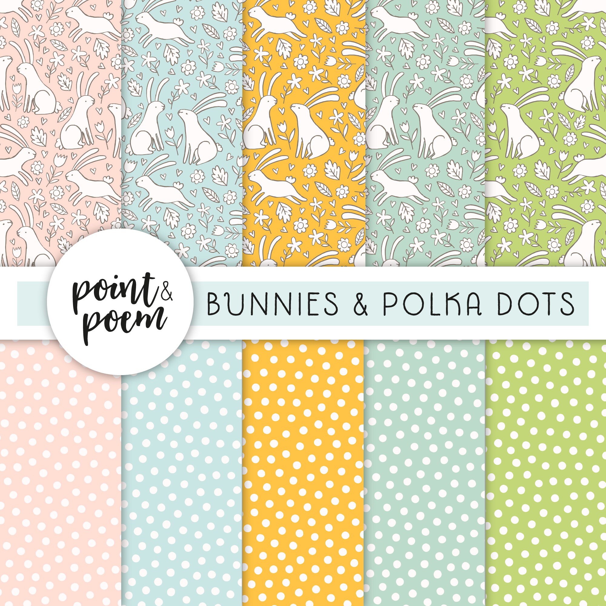 Easter Digital Papers Spring Digital Papers Polka Dots and - Etsy