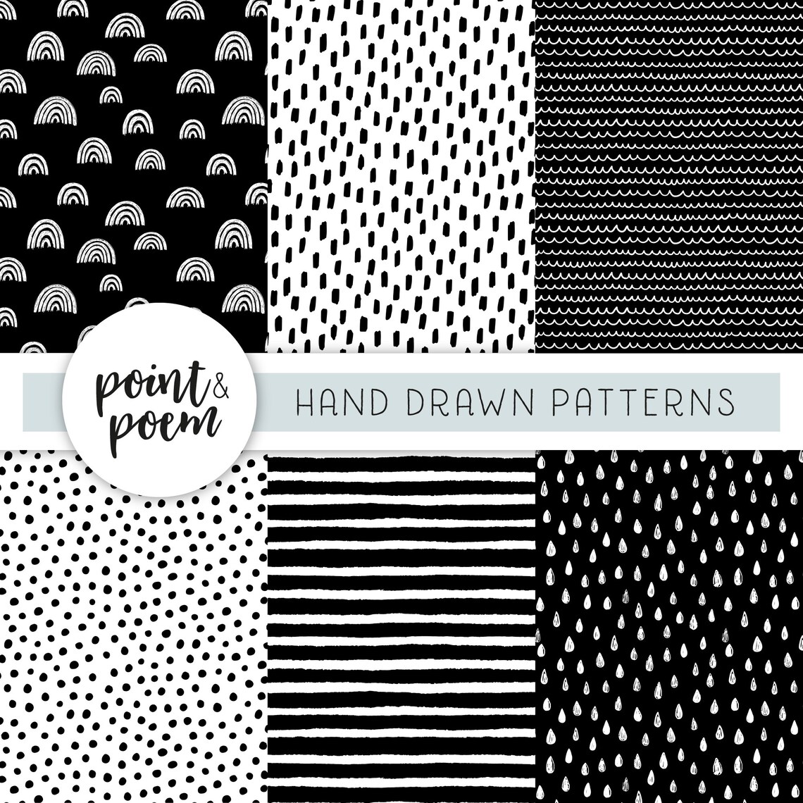 Digital Papers Black & White Digital Paper Pack Scandinavian - Etsy