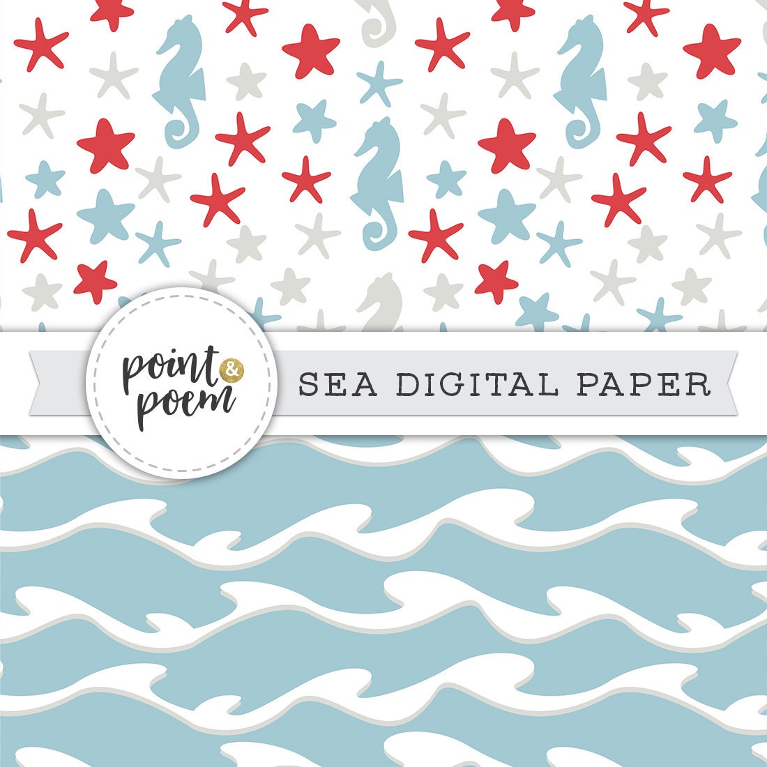 Nautical digital paper pack digital nautical pattern sea navy | Etsy