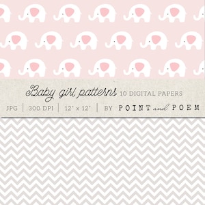 Baby Girl Digital Paper, Its a Girl Patterns, Baby Shower, Pink, Beige ...