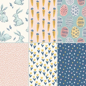 Easter Digital Papers, Spring Digital Papers, Doodle Rabbits and ...