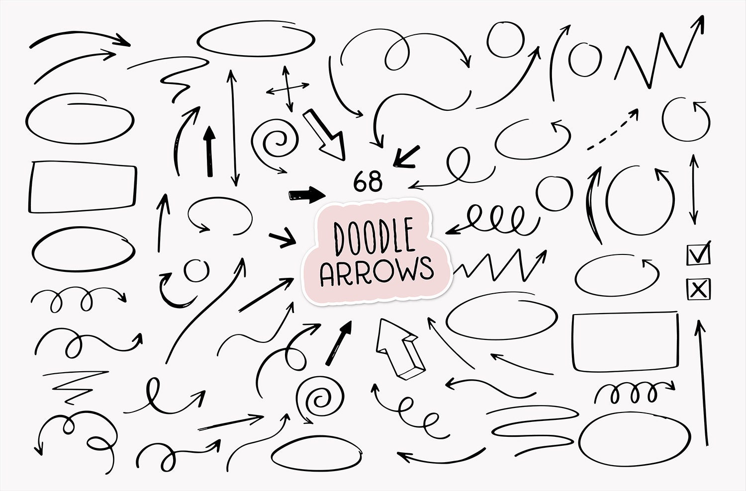 Arrows Clipart Hand Drawn Doodle Arrows and Elements Clip Art - Etsy