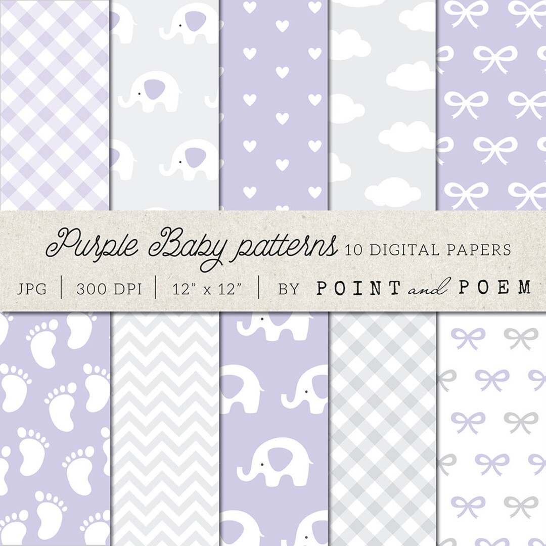 Purple Baby Digital Paper Lilac Girl Boy Neutral Patterns - Etsy