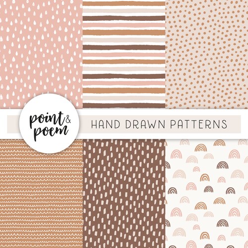 Doodle Digital Papers Pink & Terracotta Scandi Digital Paper - Etsy
