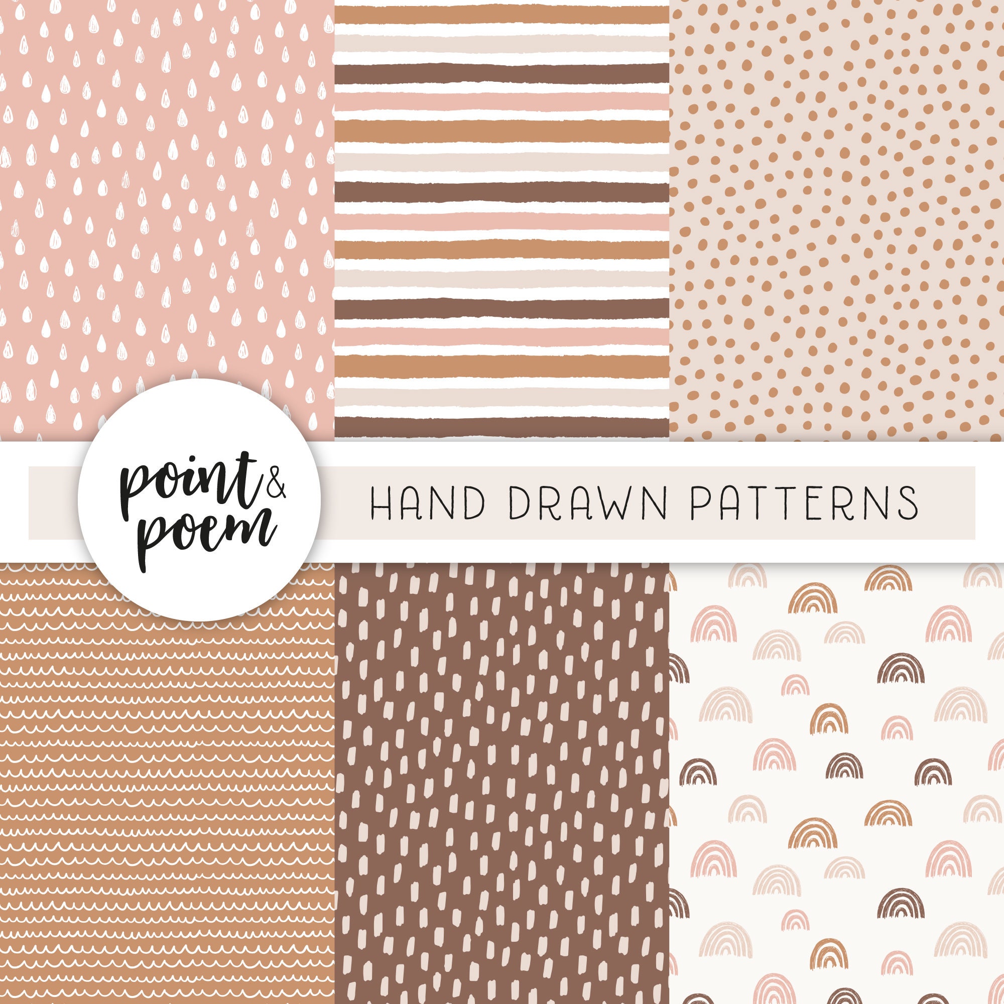 Doodle Digital Papers Pink & Terracotta Scandi Digital Paper | Etsy
