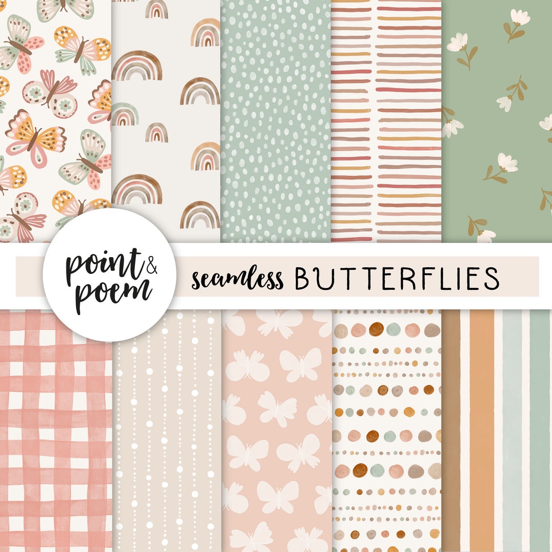Butterfly Digital Papers, Spring Digital Papers, Butterflies and ...
