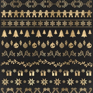 Christmas Clip Art, Gold Borders Clipart, Ribbons, Text Dividers ...