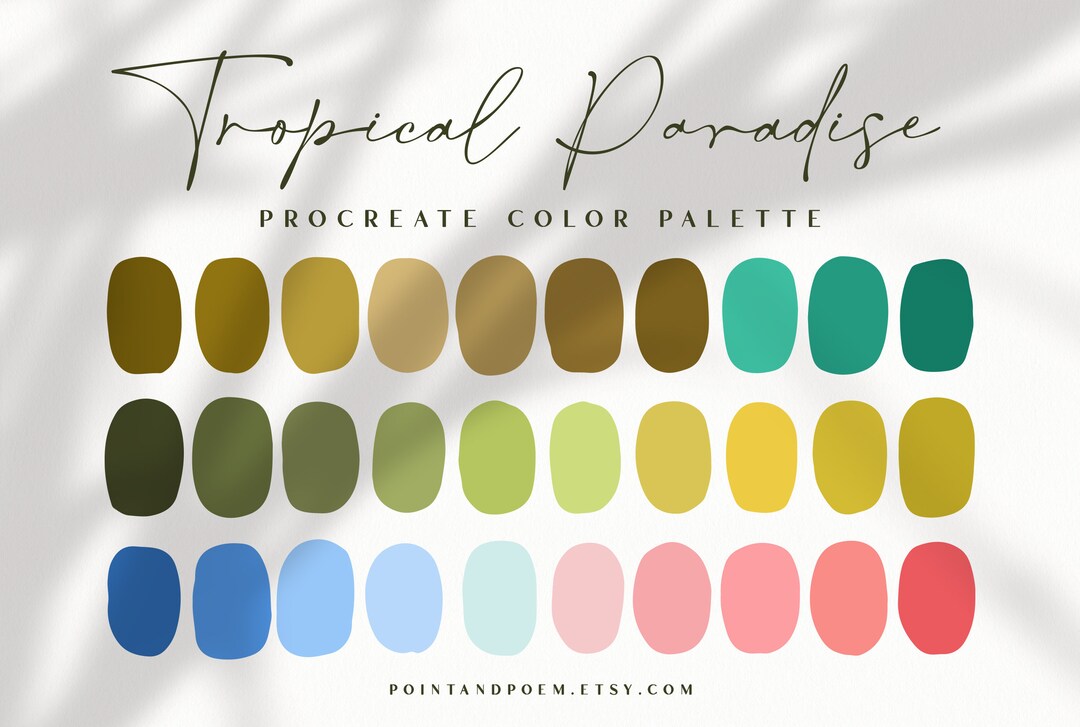 Procreate Color Palette Color Swatches Tropical Paradise Summer