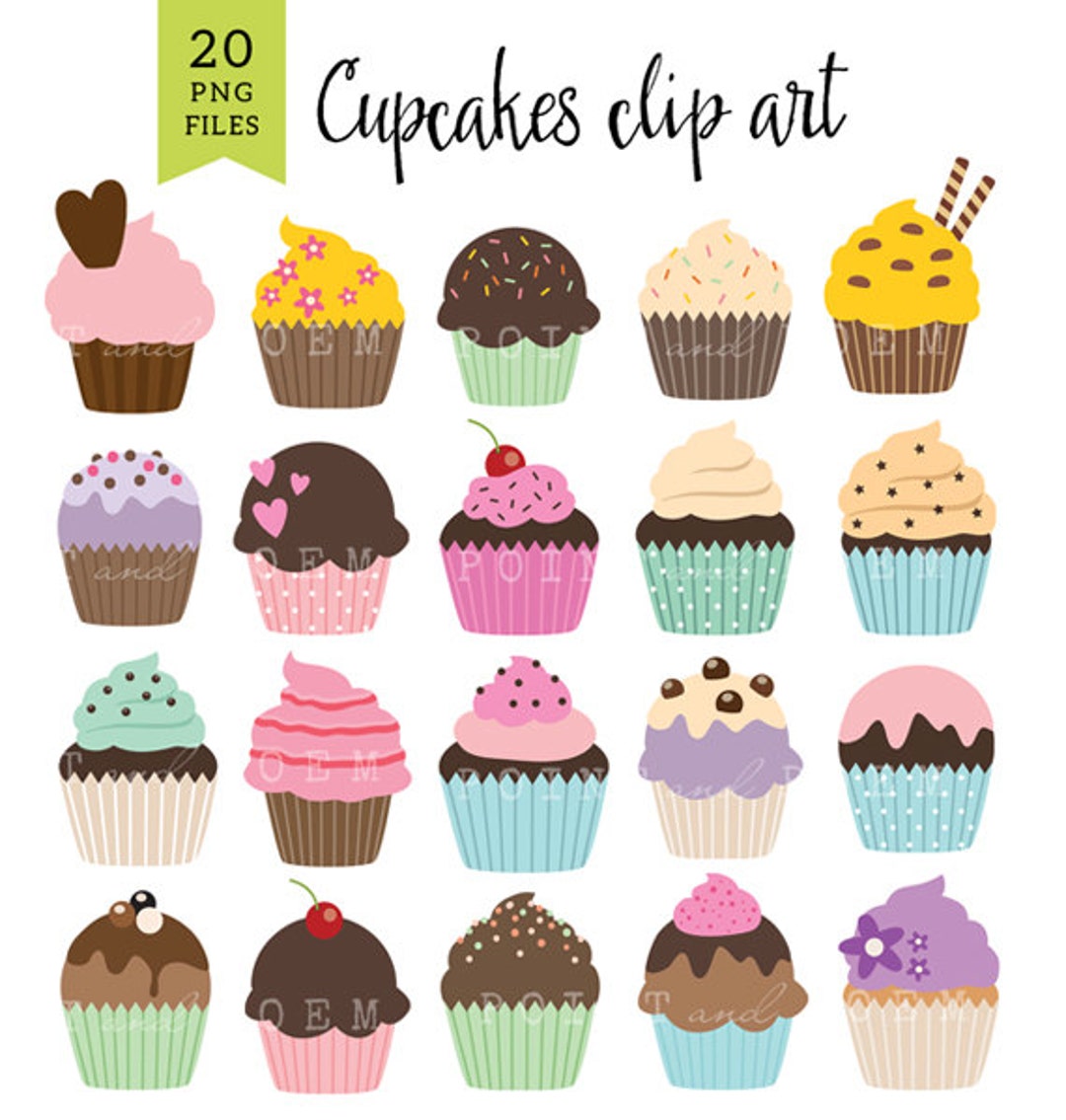 Sweet Cupcakes Clipart for Invitations, Birthdays, BIRTHDAY CUPCAKES ...